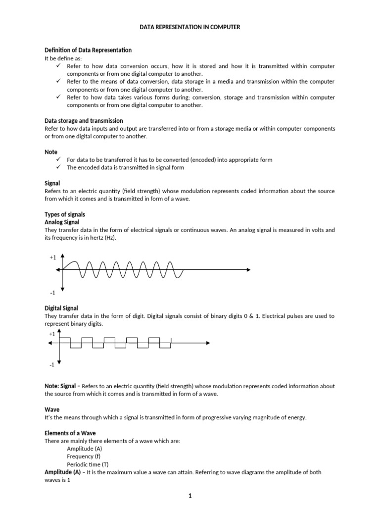 Data Representation | PDF | Subtraction | Digital Signal