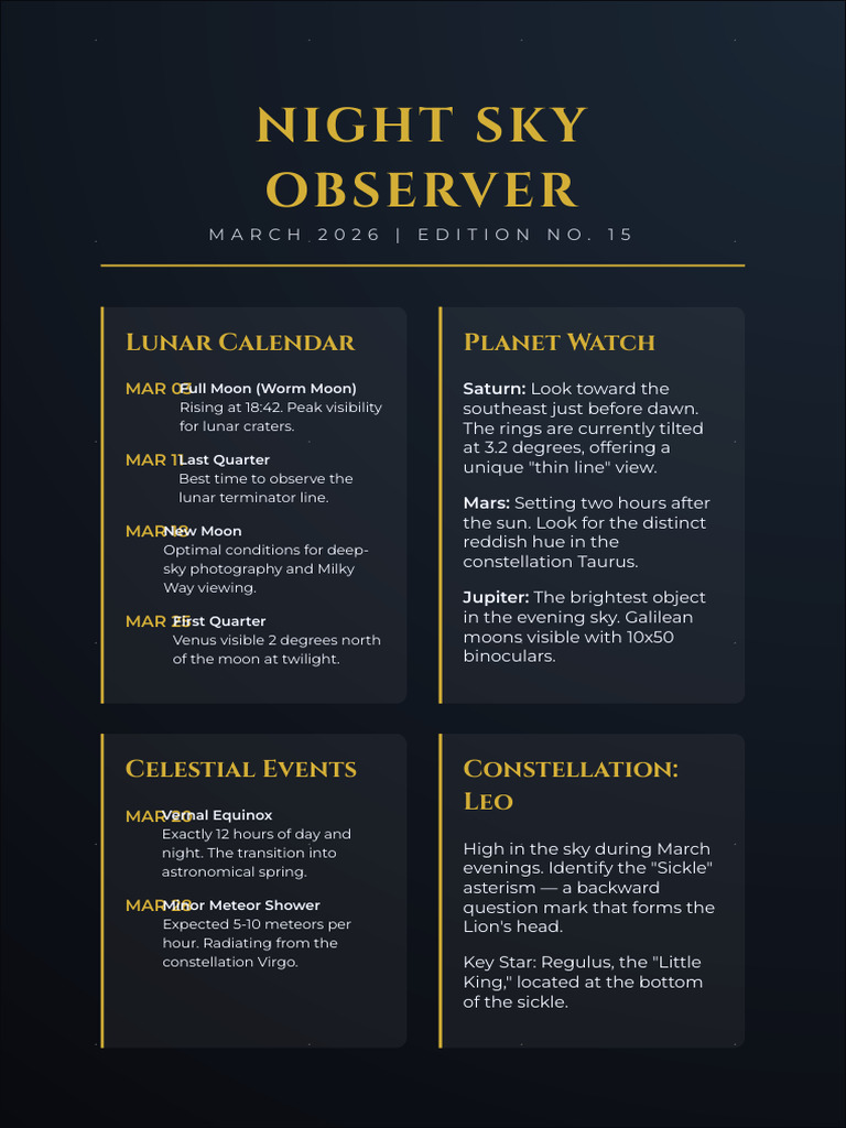 Night Sky Observer March 2026 | PDF