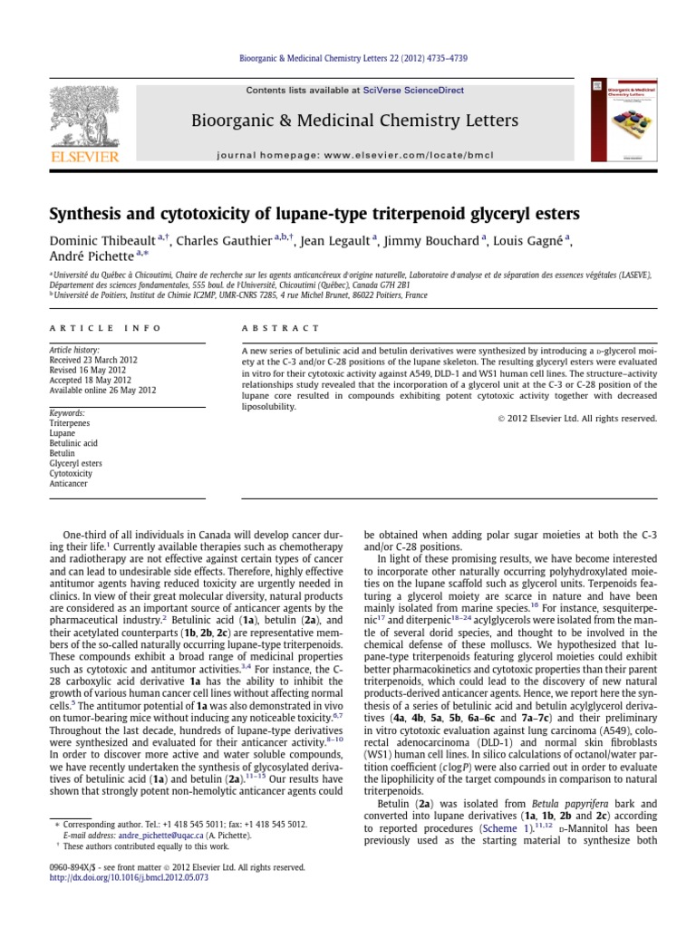 Bioorganic & Medicinal Chemistry Letters | PDF | Glycerol | Chemical ...