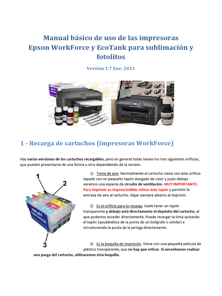 Manual Basico WorkForce y EcoTank | PDF | Impresora (Computación) | Tinta
