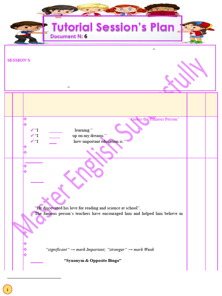 4th M S , Tutorial Sessions, Seq 2, Session 6, 25 26 FB, TLG | PDF ...