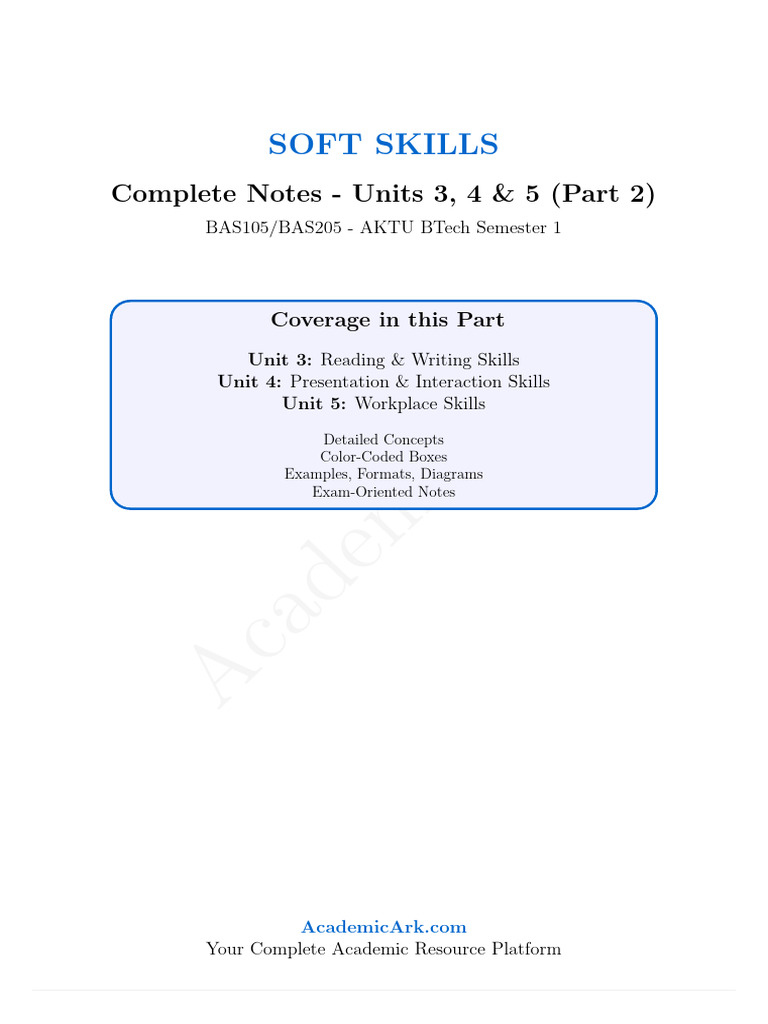 Soft Skills Unit-3,4&5 Combined Notes | PDF | Body Language | Communication