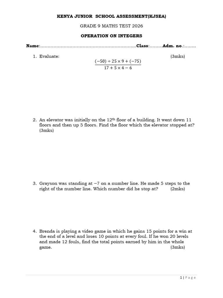 Operation on Integers | PDF
