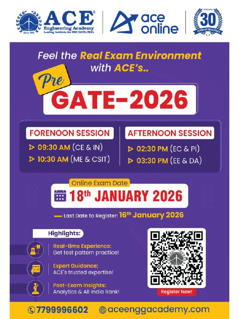 Pre GATE 2026 A3 Poster | PDF