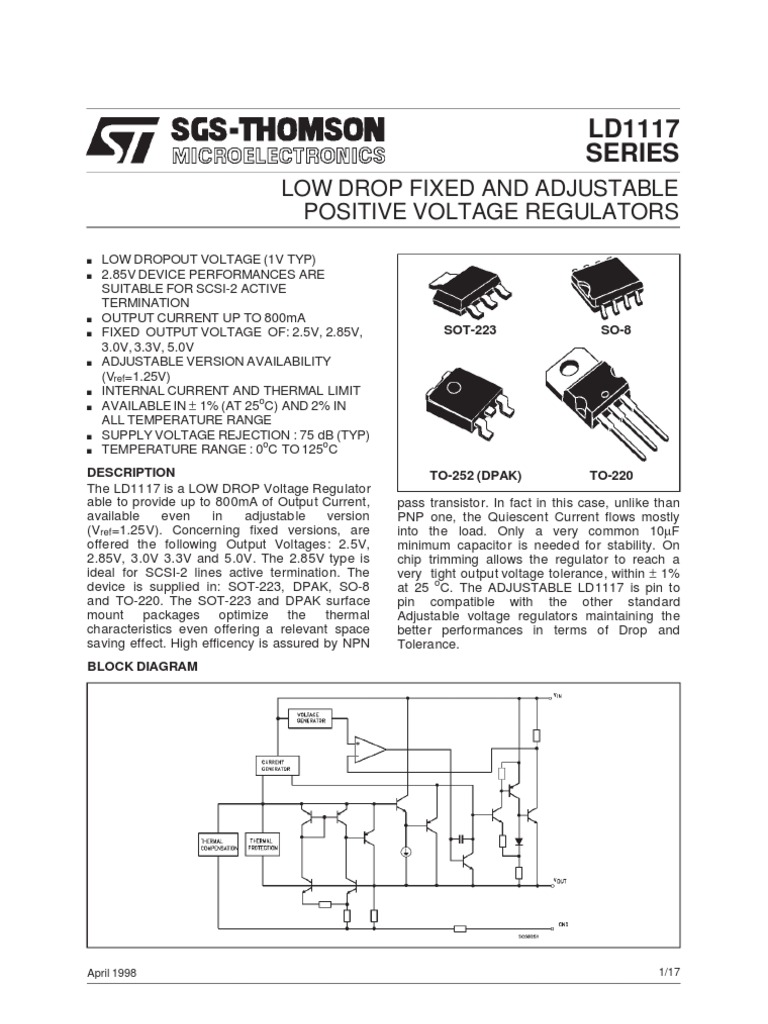 LD1117 Series: Low Drop Fixed and Adjustable Positive Voltage ...