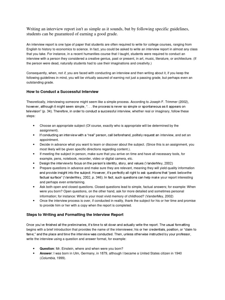 Writing An Interview Report Isn | PDF | Interview | Imagination