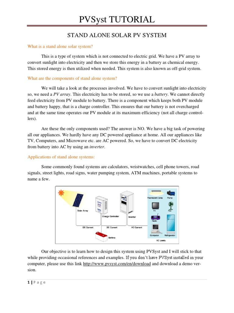 Stand Alone PV System Using PVSyst | PDF | Photovoltaic System | Power ...
