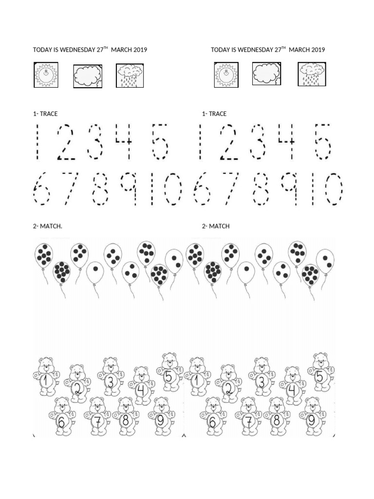 Numbers Trace Match | PDF