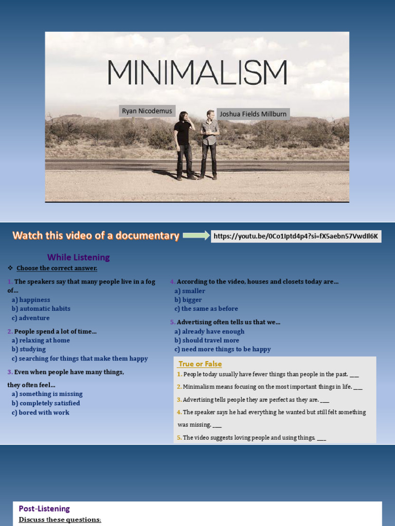 Minimalism Netflix Documentary | PDF