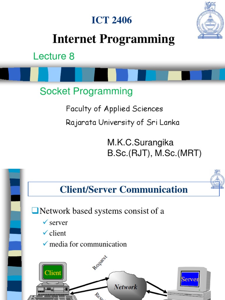 Lecture 8 - Socket Programming | PDF | Network Socket | Transmission Control Protocol