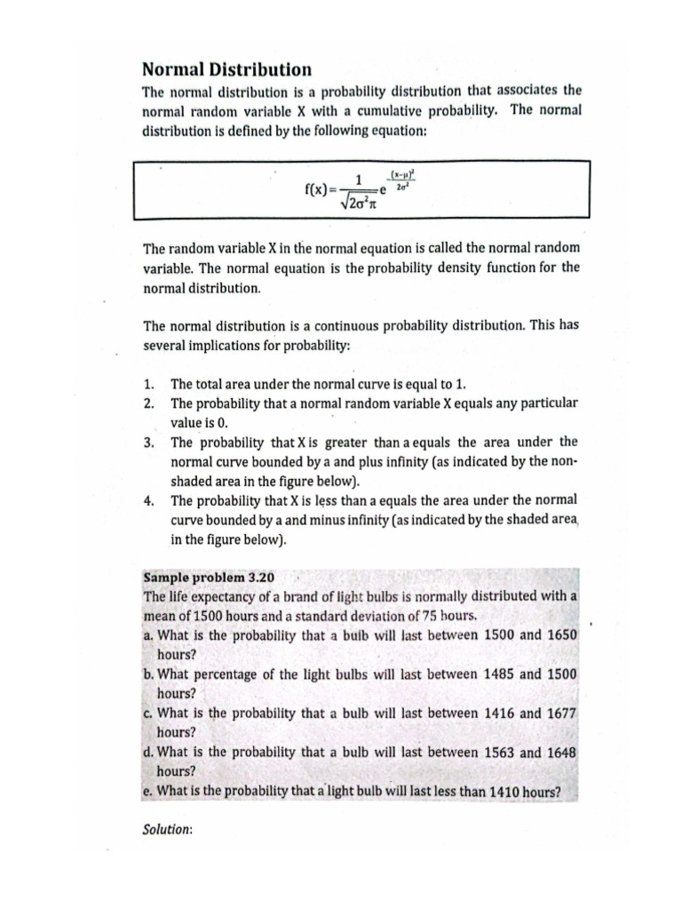 Normal and Exponential Probability Distribution Sample Problems | PDF