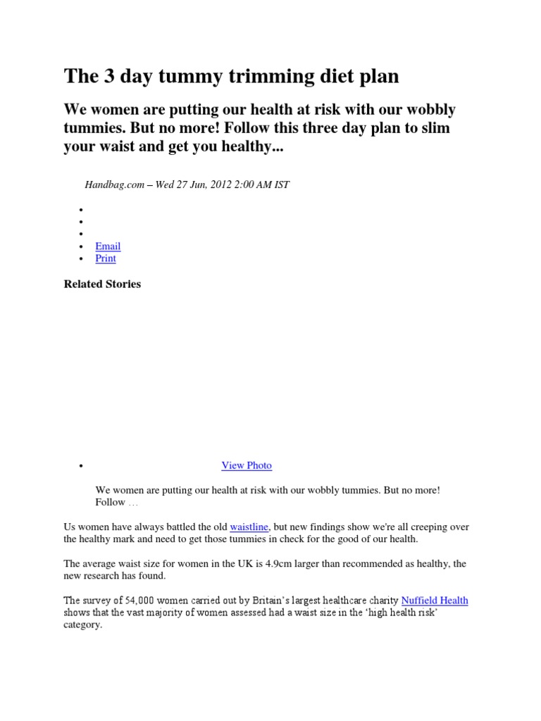 The 3 Day Tummy Trimming Diet Plan | PDF | Operations Management ...