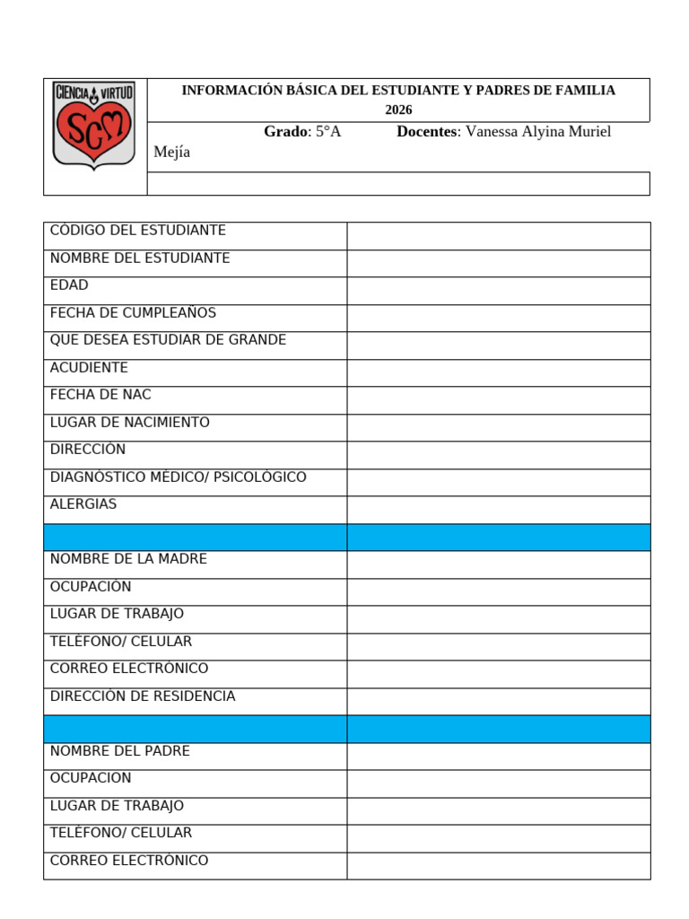 Información Básica Del Estudiante | PDF