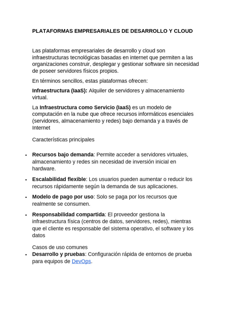 Las Plataformas Empresariales de Desarrollo y Cloud | PDF | Computación ...