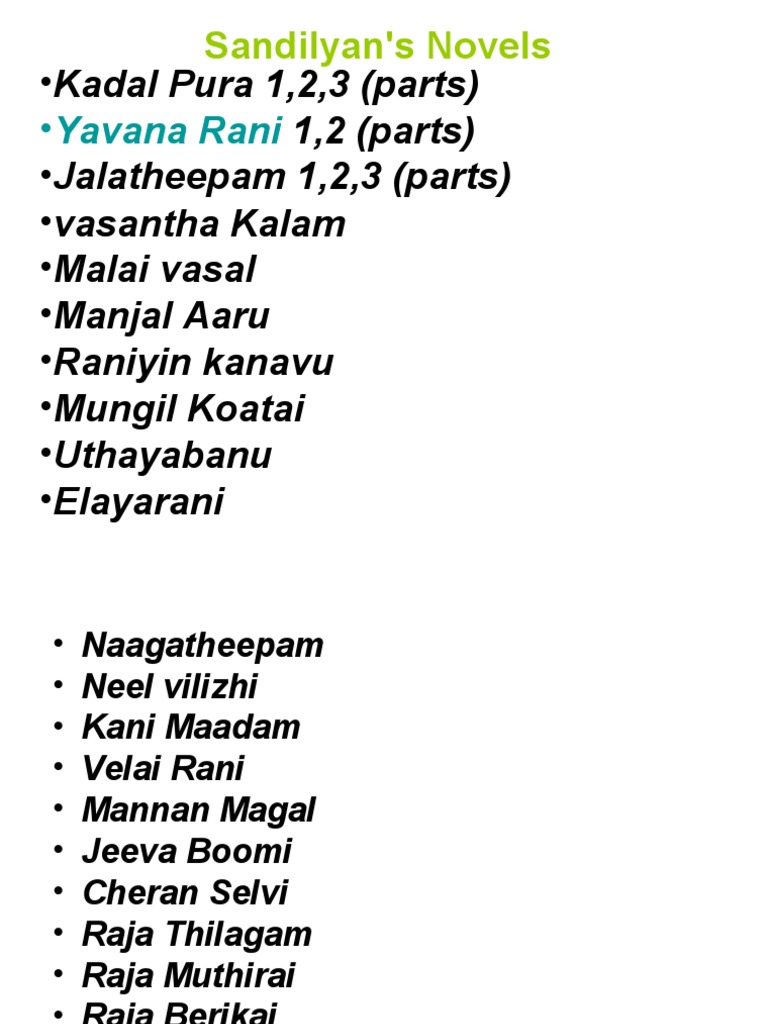 Sandilyan Novel List | PDF | General Fiction