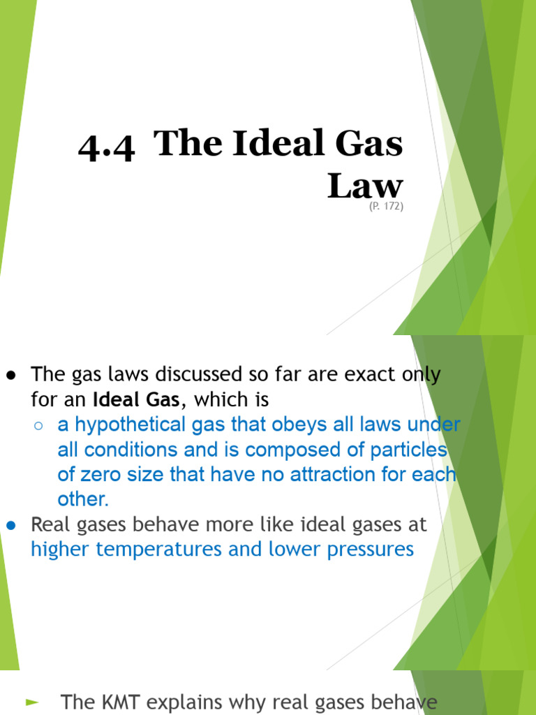 06 - 4.4 Ideal Gas Law - Google Slides | PDF