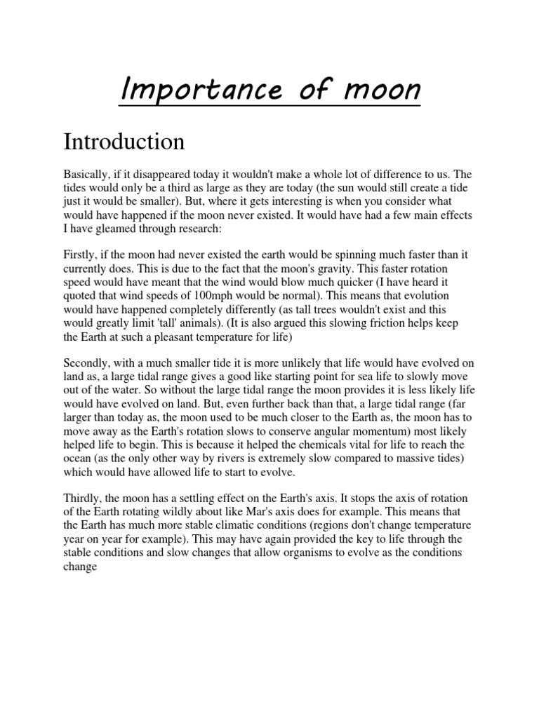 Importance of moon