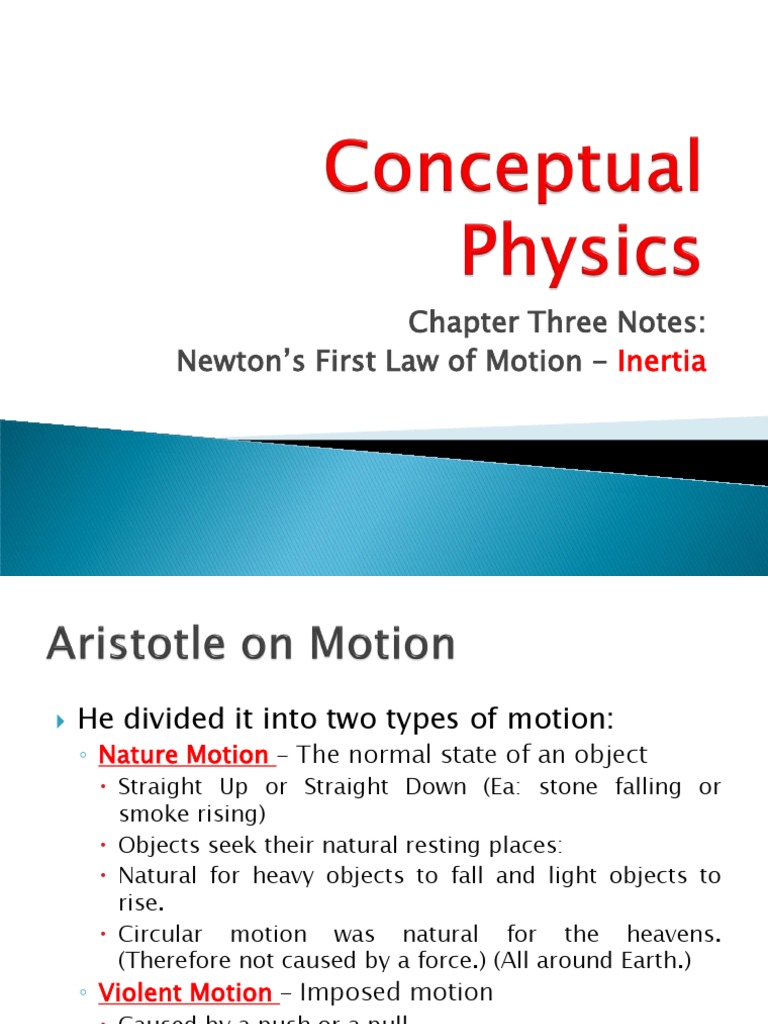 Chapter Three Notes: Newton's First Law of Motion - : Inertia | PDF ...