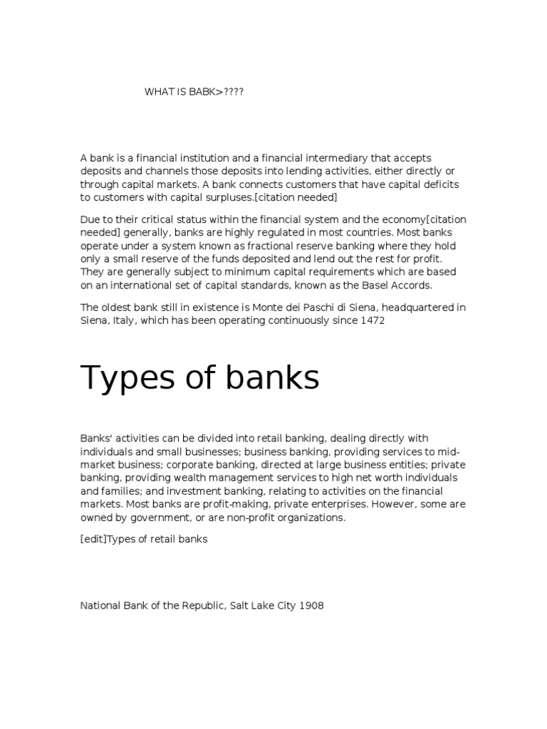 Types of Banks | PDF | Banks | Private Equity