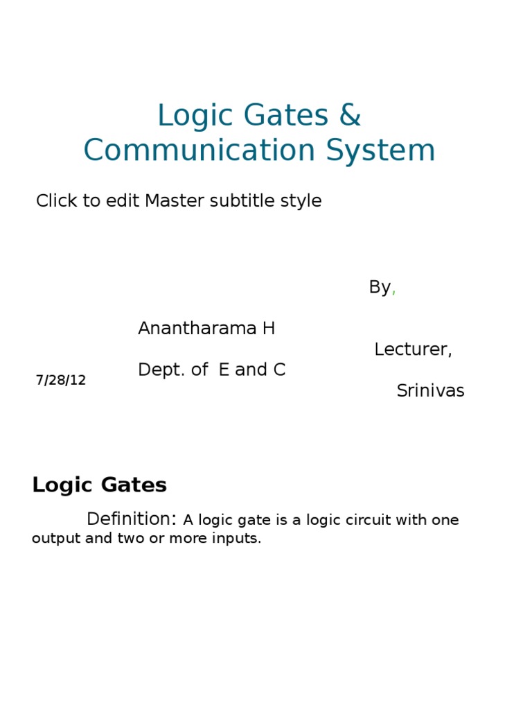 Logic Gates & Communication System: Click To Edit Master Subtitle Style ...