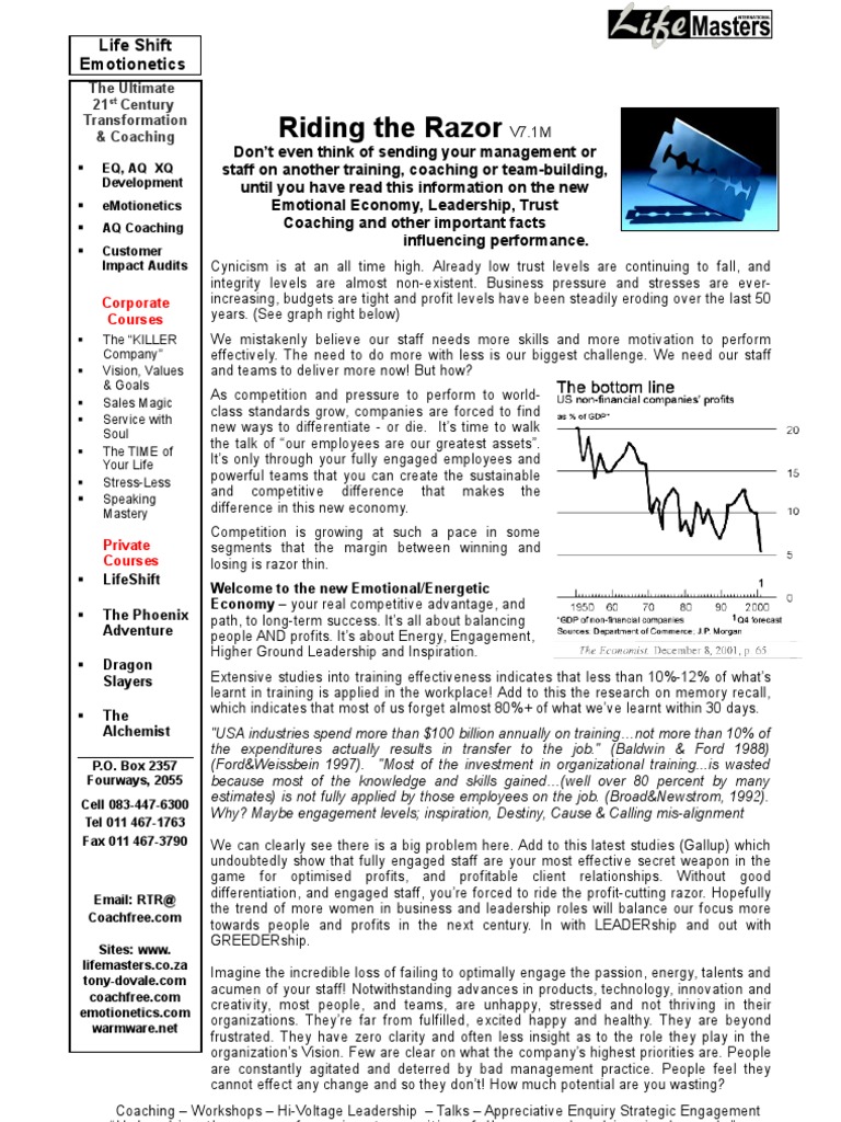 Team Building Staff Engagement - Riding The Razor v8 00 | PDF | Team ...