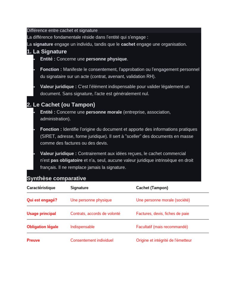 Différence Entre Cachet Et Signature | PDF