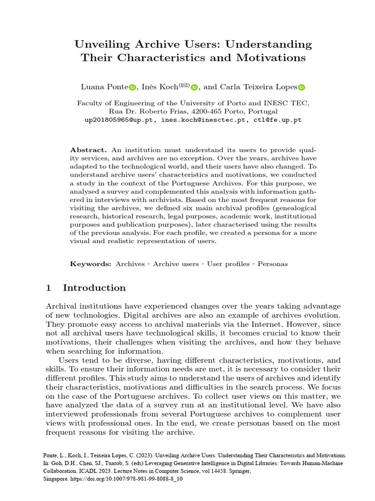 Unveiling Archive Users Understanding Their Characteristics and ...