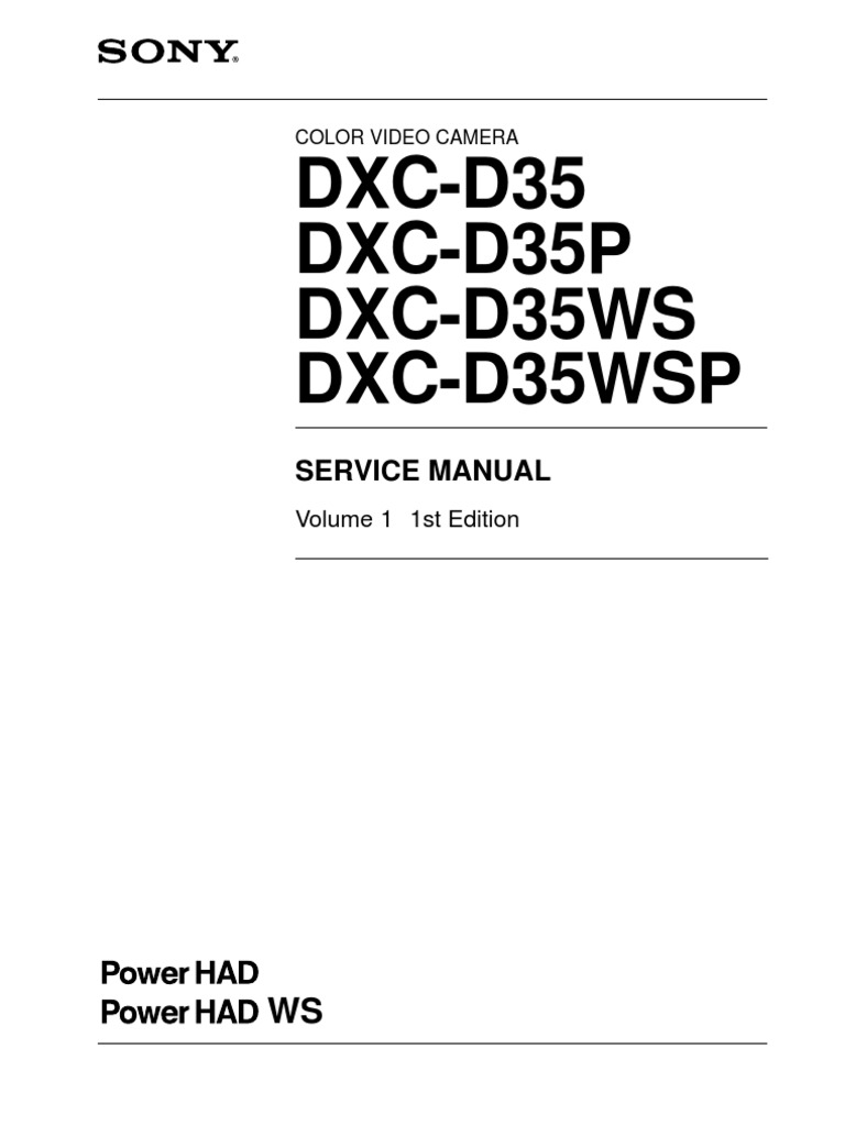 Sony DXC-D35-WS Service Manual | PDF