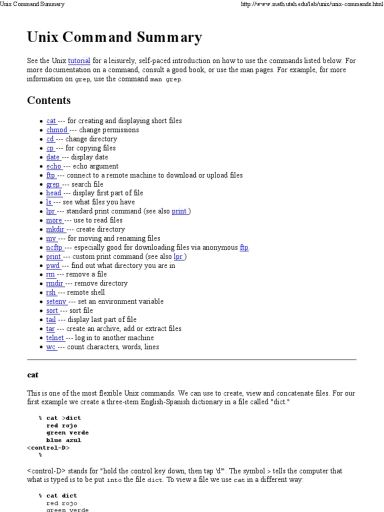 Unix Command Summary: Tutorial | PDF | File Transfer Protocol | Computer File