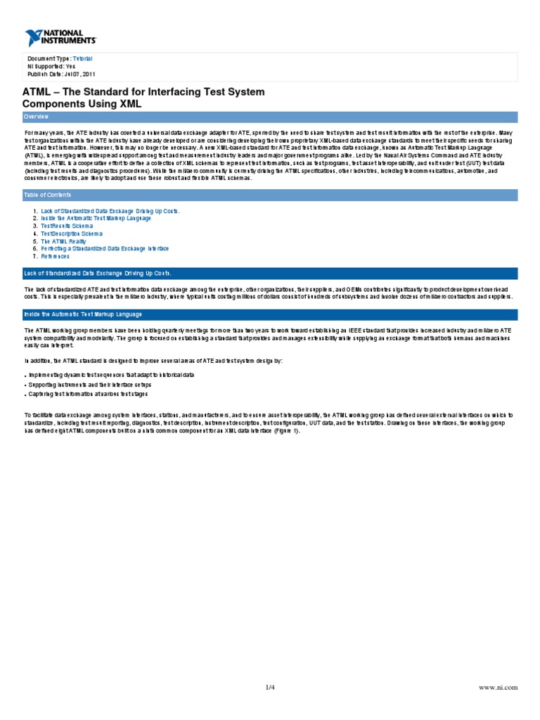 01 ATML The Standard For Interfacing Test System Components | PDF | Xml ...