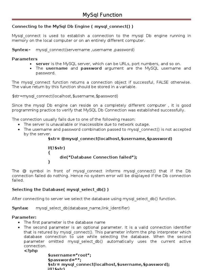 Mysql Function: Deependra Rastogi | Download Free PDF | Php | Parameter ...