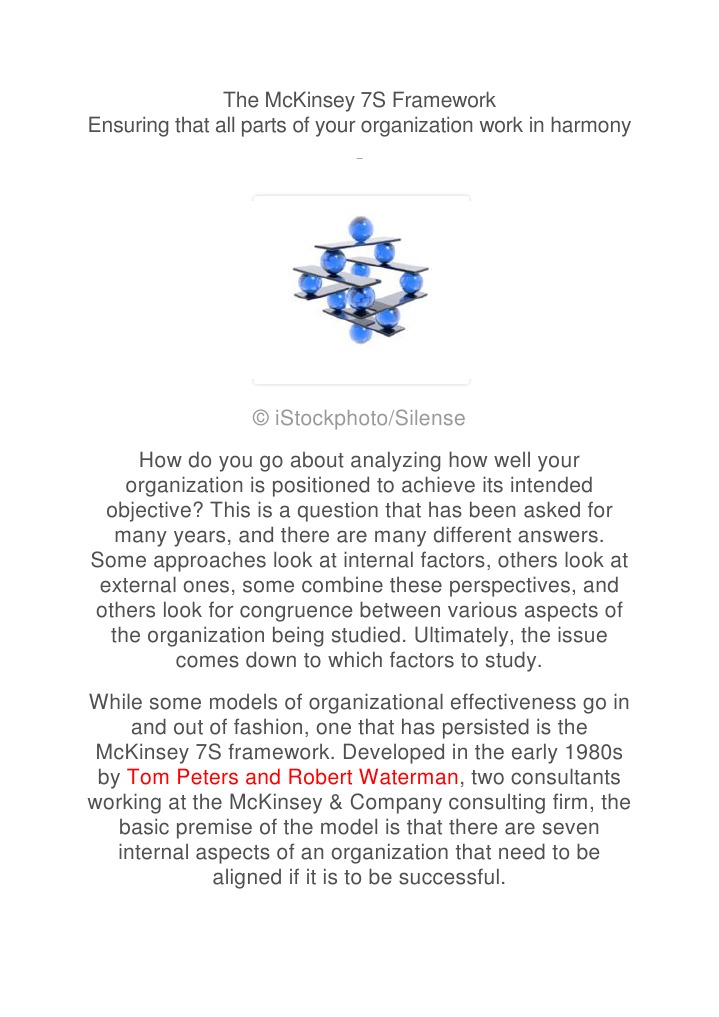 The McKinsey 7S Framework | PDF | Strategic Management | Business