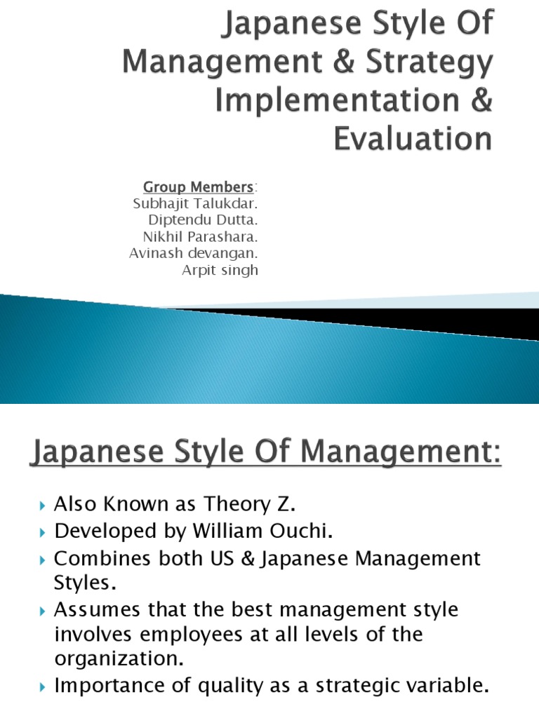Japanese Style of Management & Strategy Implementation & Evaluation ...