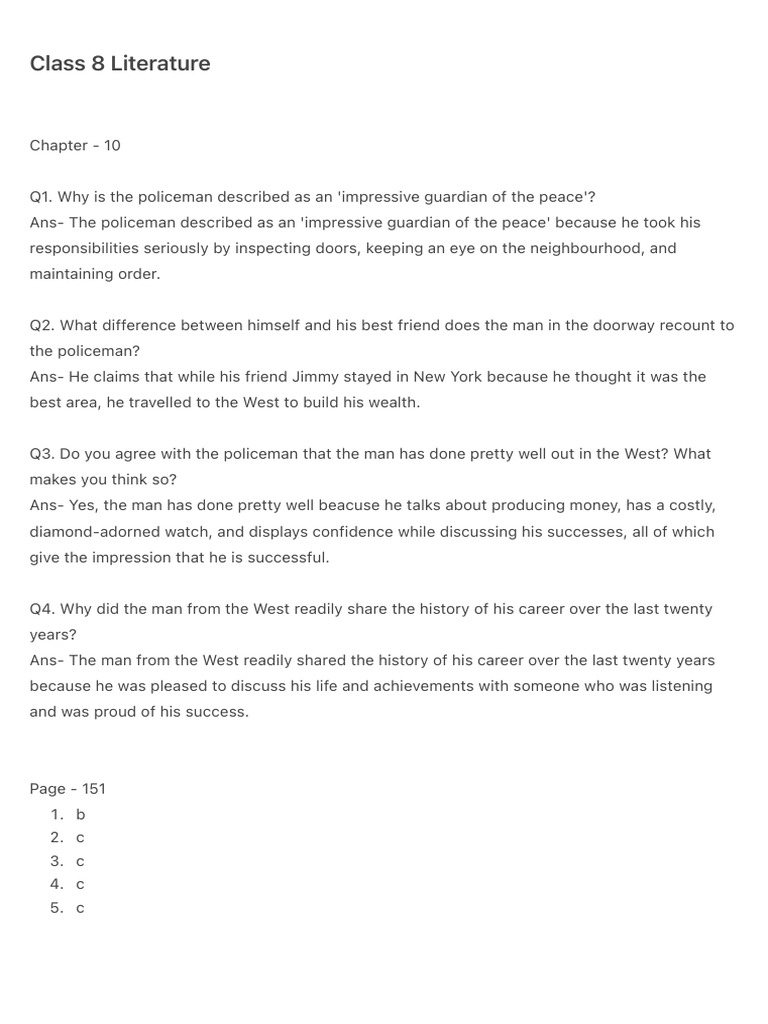 Class 8 Literature-2 | PDF