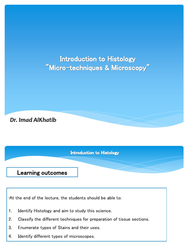 Introduction To Histology | PDF | Staining | Histology