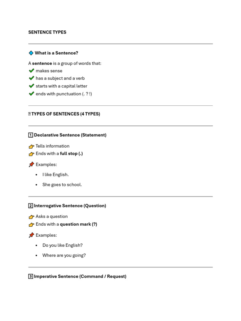 Sentence Types | PDF