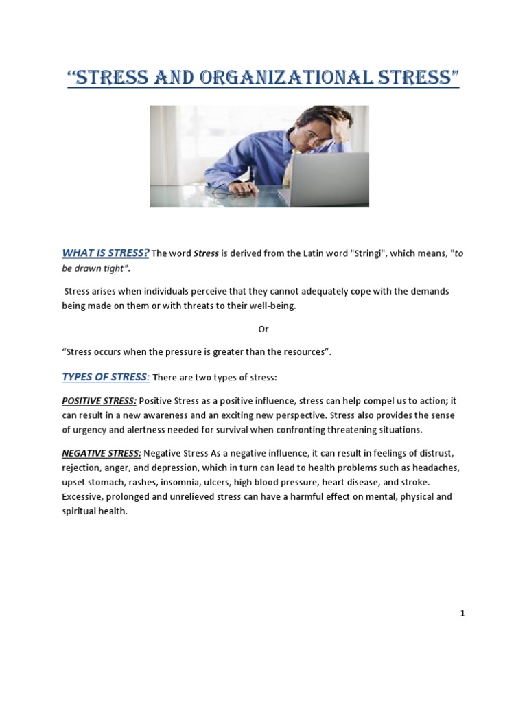 Stress and Organizational Stress | PDF | Stress (Biology) | Job ...