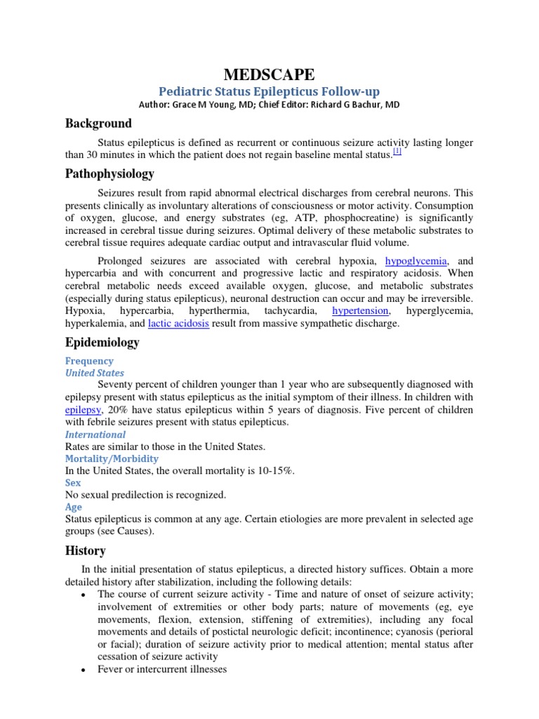 Medscape Status Epilepticus | PDF | Midazolam | Benzodiazepine