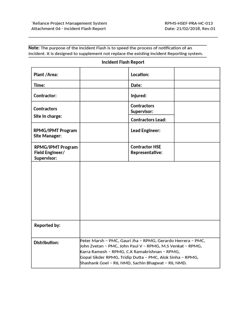 Incident Flash Report - Template 20260112 | PDF