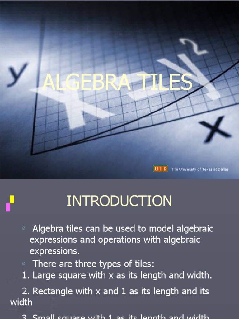 Modeling Algebraic Expressions and Operations with Algebra Tiles | PDF ...