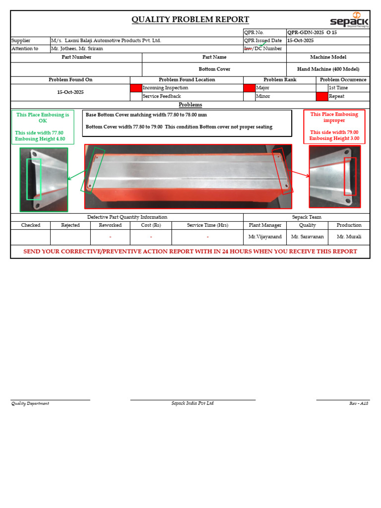 QPR For 400 Bottom Cover | PDF