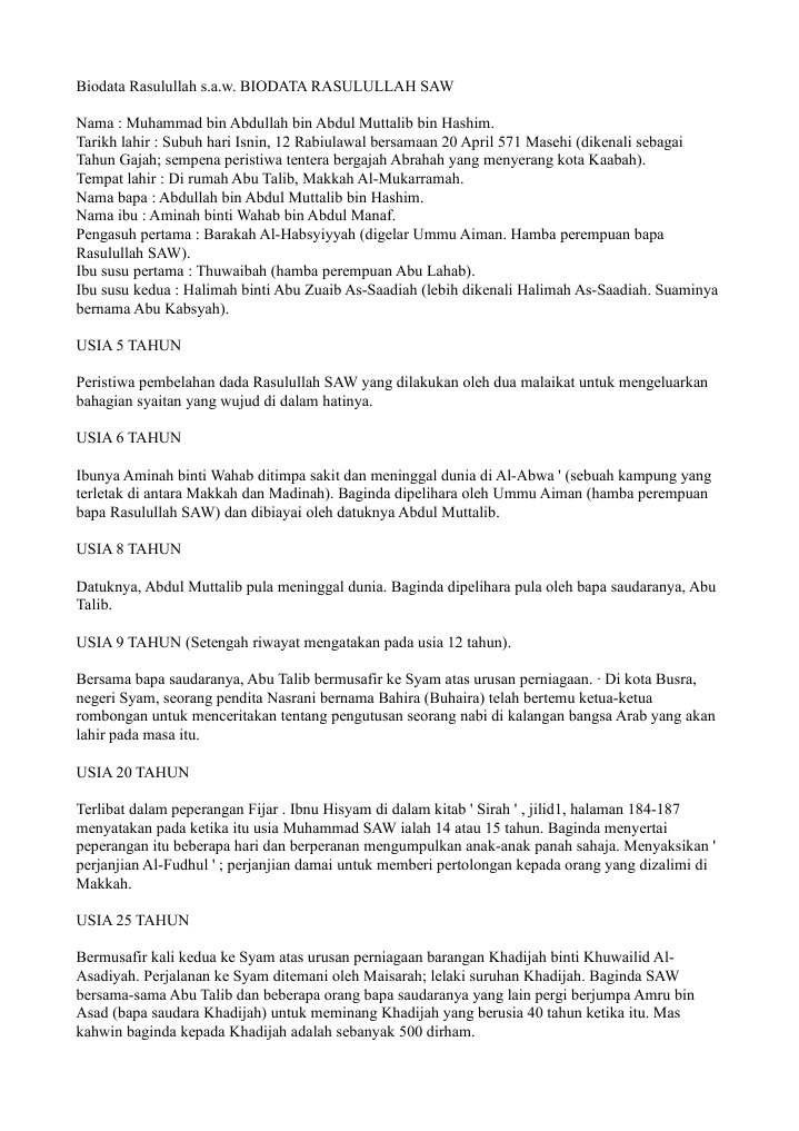 Biodata Rasulullah | PDF