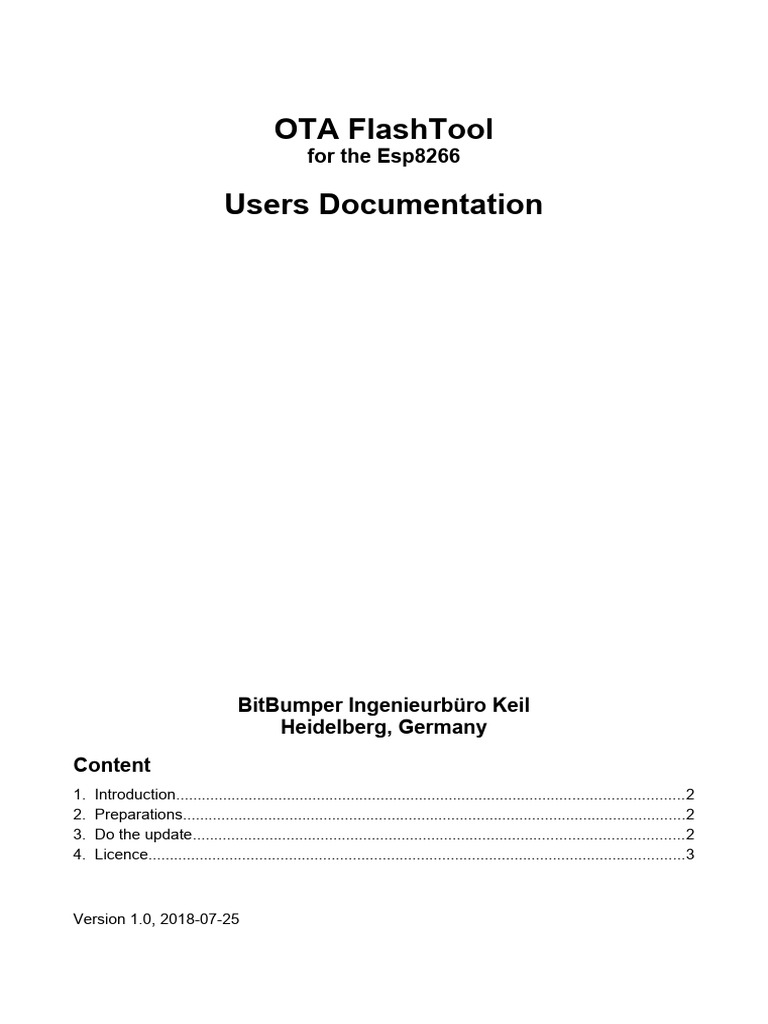 FlashTool Esp8266 OTA UserDoc | PDF