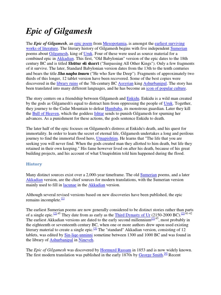 Epic of Gilgamesh | PDF | Epic Of Gilgamesh | Mesopotamian Mythology