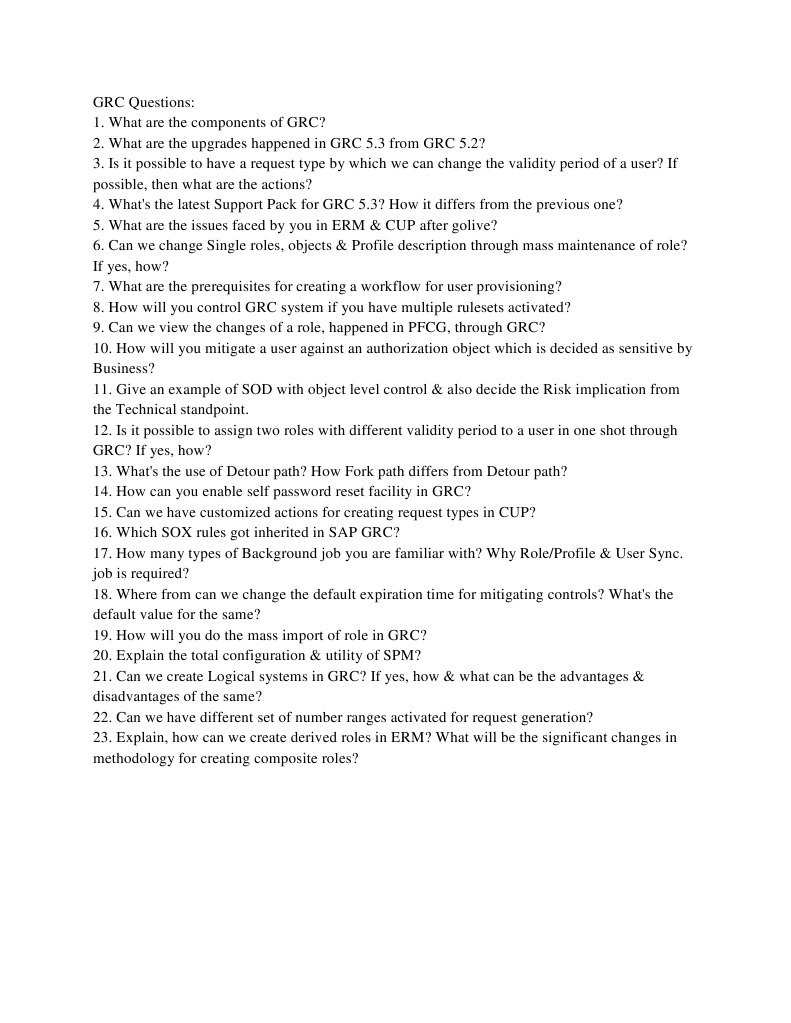 GRC Interview Questions | PDF