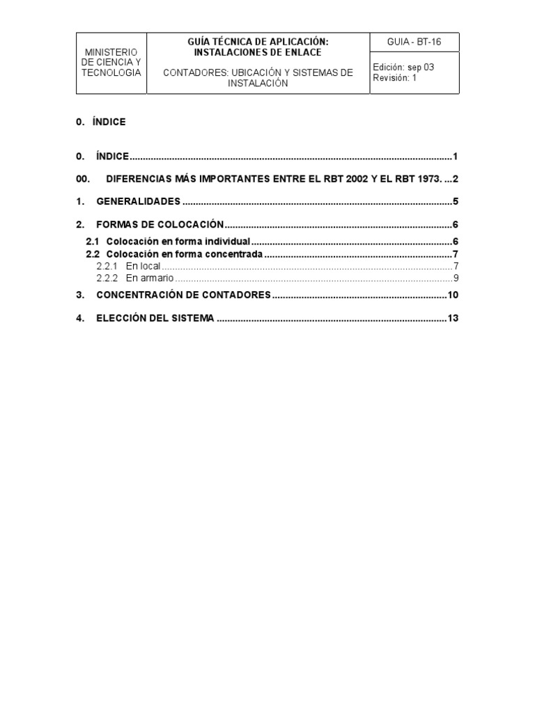 ITC-BT-16 Instalaciones de Enlace - Derivaciones Individuales 1 | PDF | Enchufes y tomas de ...