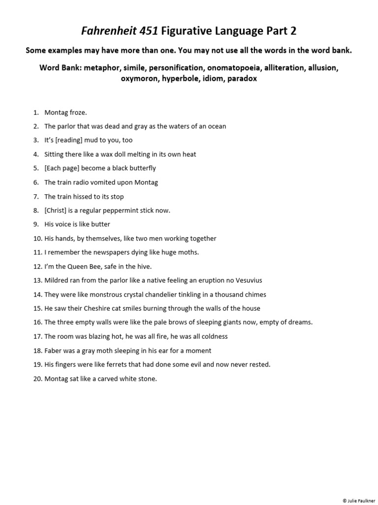 Figurative Language Part 2 F451 | PDF