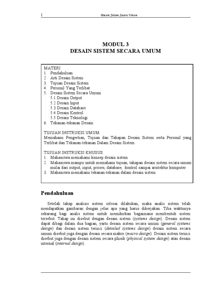 Microsoft Word - Modul 3 APSI - Desain Sistem Secara Umum | PDF | Komputer