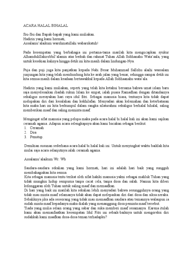 Acara Halal Bihalal | PDF | Agama & Spiritualitas