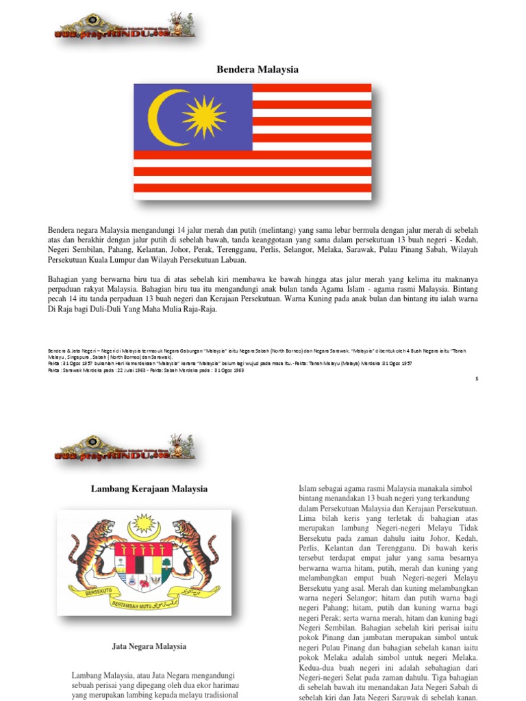 Maksud Bendera & Jata Setiap Negeri Di Malaysia | PDF
